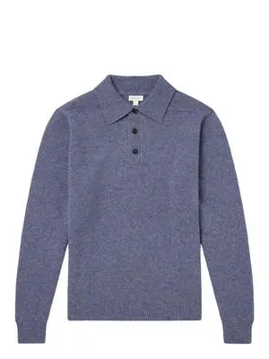 Sunspel Wool Polo Shirt - Blue