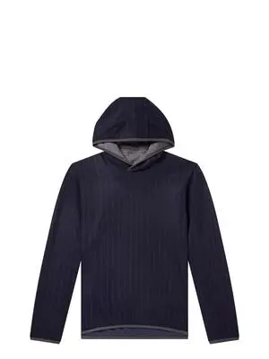 Sease Drone Pinstriped Wool-blend Jersey Hoodie - Navy