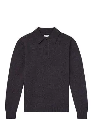 Sunspel Wool Polo Shirt - Navy
