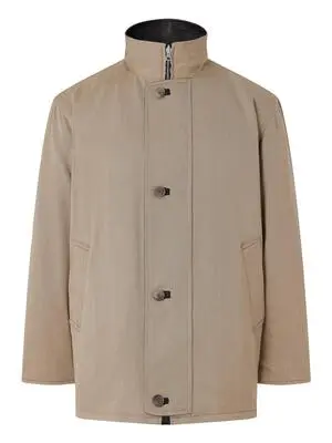Auralee Reversible Wool-twill And Leather Jacket - Neutrals