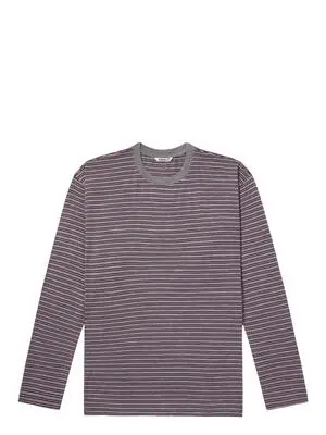 Auralee Striped Wool-jersey T-shirt - Gray