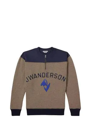 JW Anderson Logo-embroidered Wool-blend Jersey Sweatshirt - Brown
