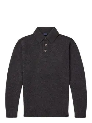 Thom Sweeney Cashmere And Silk-blend Polo Shirt - Gray