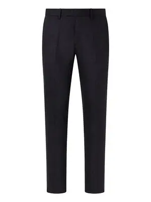 Sunspel Straight-leg Stretch Wool-blend Flannel Trousers - Gray