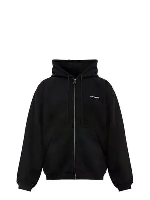 Carhartt Work In Progress Ebbert Logo-embroidered Zip-up Hoodie - Black