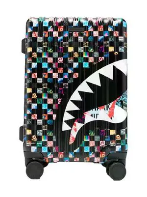 SPRAYGROUND Check-pattern Shark-print Cabin Trolley - Black