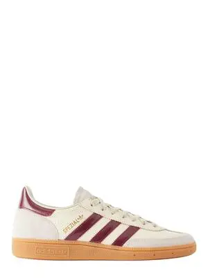 ADIDAS ORIGINALS Handball Spezial Suede-trimmed Crinkled-leather Sneakers - Off-white