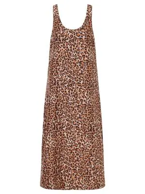Alix Of Bohemia Daph Leopard-print Silk Midi Dress - Brown