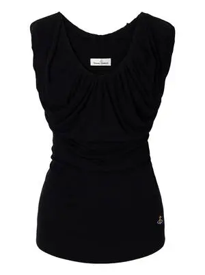 VIVIENNE WESTWOOD Ginnie Gathered Ribbed Jersey Blouse Black