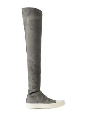 Rick Owens High Sock Stretch-twill Over-the-knee Boots - Gray