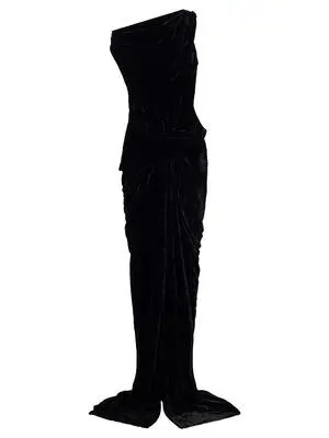 Rick Owens Strutter Draped Velvet Gown - Black