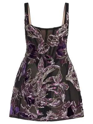 Costarellos Elitta Embellished Velvet-trimmed Tulle Mini Dress - Black