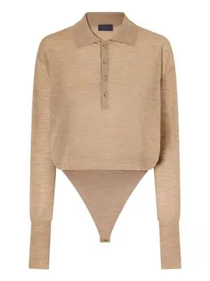 HAIKURE Millie Stretch-knit Jersey Bodysuit Camel