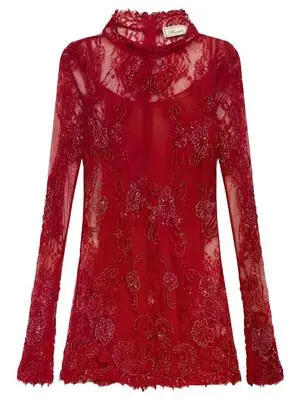 BLUMARINE Long-sleeve Embroidered Mini Dress