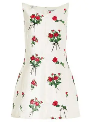 Bernadette Elliot Embroidered Embellished Taffeta Mini Dress - Cream