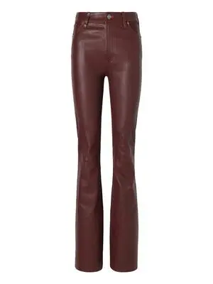 FRAME The Leather Reboot Paneled High-rise Flared Pants - Red