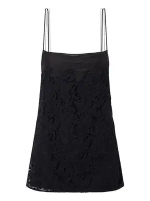 Khaite Neema Lace-trimmed Tencel™ Lyocell And Silk-blend Tank - Black
