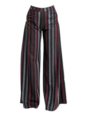 ARTISTA Black / Grey / Red Step Striped Palazzo Pants - Black/grey/red