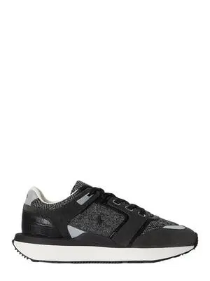 Ralph Lauren Train 89 V2 Suede & Tweed Sneaker - Black/grey Multi