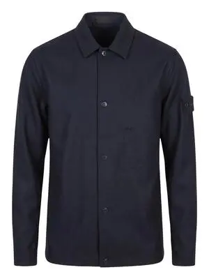 STONE ISLAND Stone Island Logo-Patch Button-Up Shirt