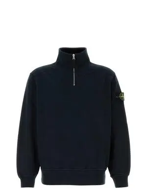 Stone Island Stone Island Quarter-Zip Funnel Neck Sweatshirt By Stone Island Blue