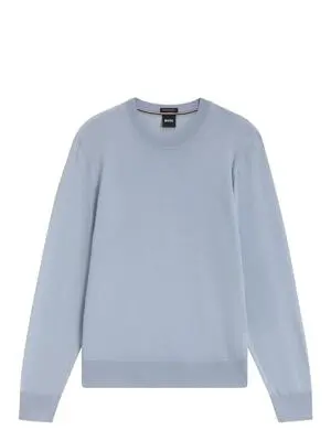 BOSS Merino Wool Sweater In A Regular Fit - Light Blue