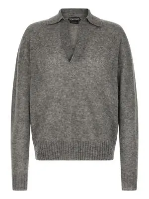 TOM FORD Cashmere And Silk Polo Shirt - Gray