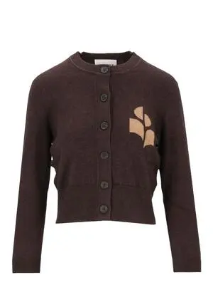 Isabel Marant Étoile Isabel Marant Étoile Newton Logo Cropped Cardigan Chocolate