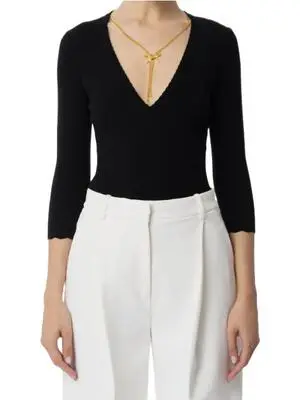 Elisabetta Franchi Knitted Top - Black