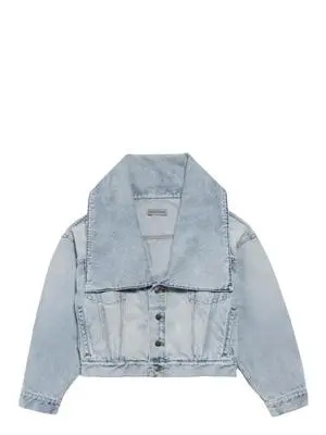 Balenciaga Standing Collar Boxy Denim Jacket - Light Bleu