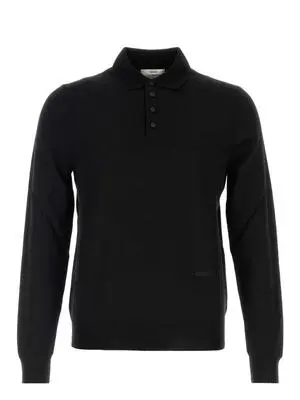 Fendi Fendi Long Sleeved Knitted Polo Top Black