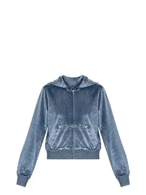 Rag & Bone Rag Bone Zip-up Velvet Hoodie - Blue
