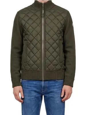 Moncler Logo Patch Zip-up Padded Cardigan - Green