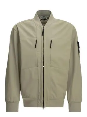 Stone Island Logo Patch High Neck Jacket - Sand-colored