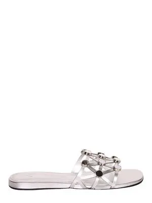 Attico Embellished Open Toe Sandals - Metallic