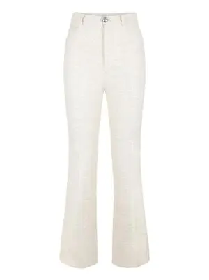 Giambattista Valli Glittering Tweed Wool Trousers - Ivory