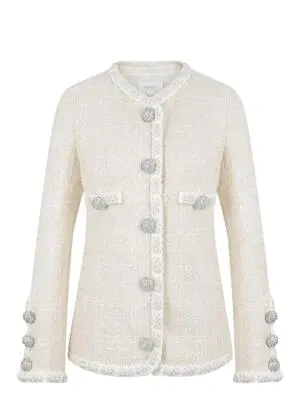 Giambattista Valli Cinched-waist Tweed Jacket - Ivory