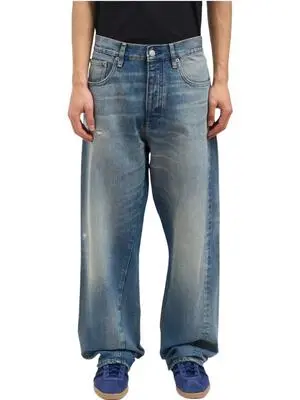 SUNFLOWER Wide Twist Cotton Jeans - Blue