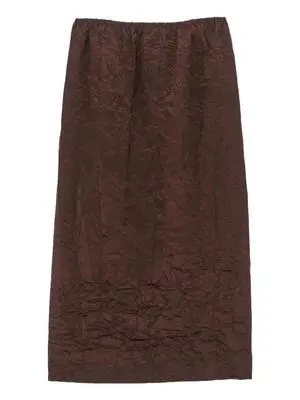 Carven Crinkled-effect A-line Midi Skirt - Chocolate-colored