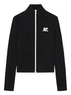COURREGES Logo-patch Zipped Cardigan - Black