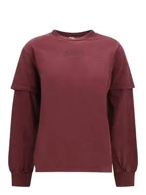 GANNI Future Heavy Long Sleeve T-shirt - Red