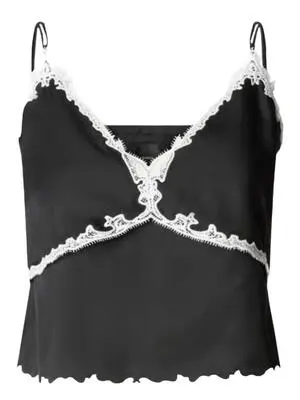 Pinko Lace-trim Tie-strap Camisole Blouse - Black