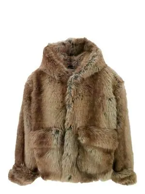 FOUND Faux-fur Hooded Jacket - Brown