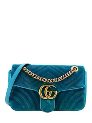 GUCCI Gg Marmont Flap Bag Matelasse Velvet Small Shoulder Bag