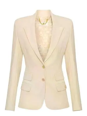 Elisabetta Franchi Jacket In Lightweight Crêpe - Neutrals