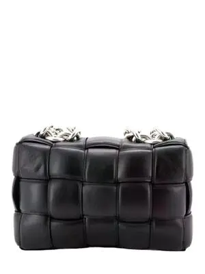 Bottega Veneta Cassette Chain Padded Maxi Intrecciato Leather Crossbody Bag - Black