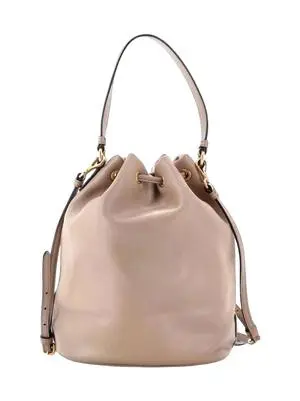 PRADA Logo Drawstring Glace Calf Small Bucket Bag