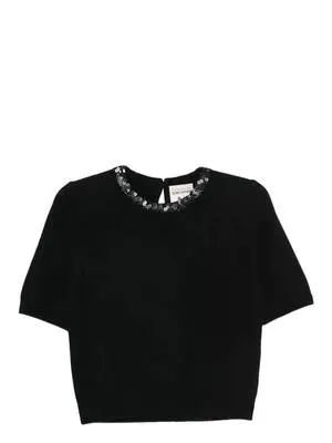 SEMICOUTURE Sequin-embellished Short-sleeve T-shirt - Black