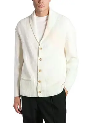 BALLANTYNE Ribbed-knit Shawl-collar Cardigan