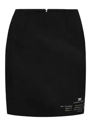 Elisabetta Franchi Wool Mini Skirt With Logo Print - Black